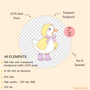 Cute Groovy Silly Goose Clipart Set 46 SVG PNG in Soft Pastel Colors ...