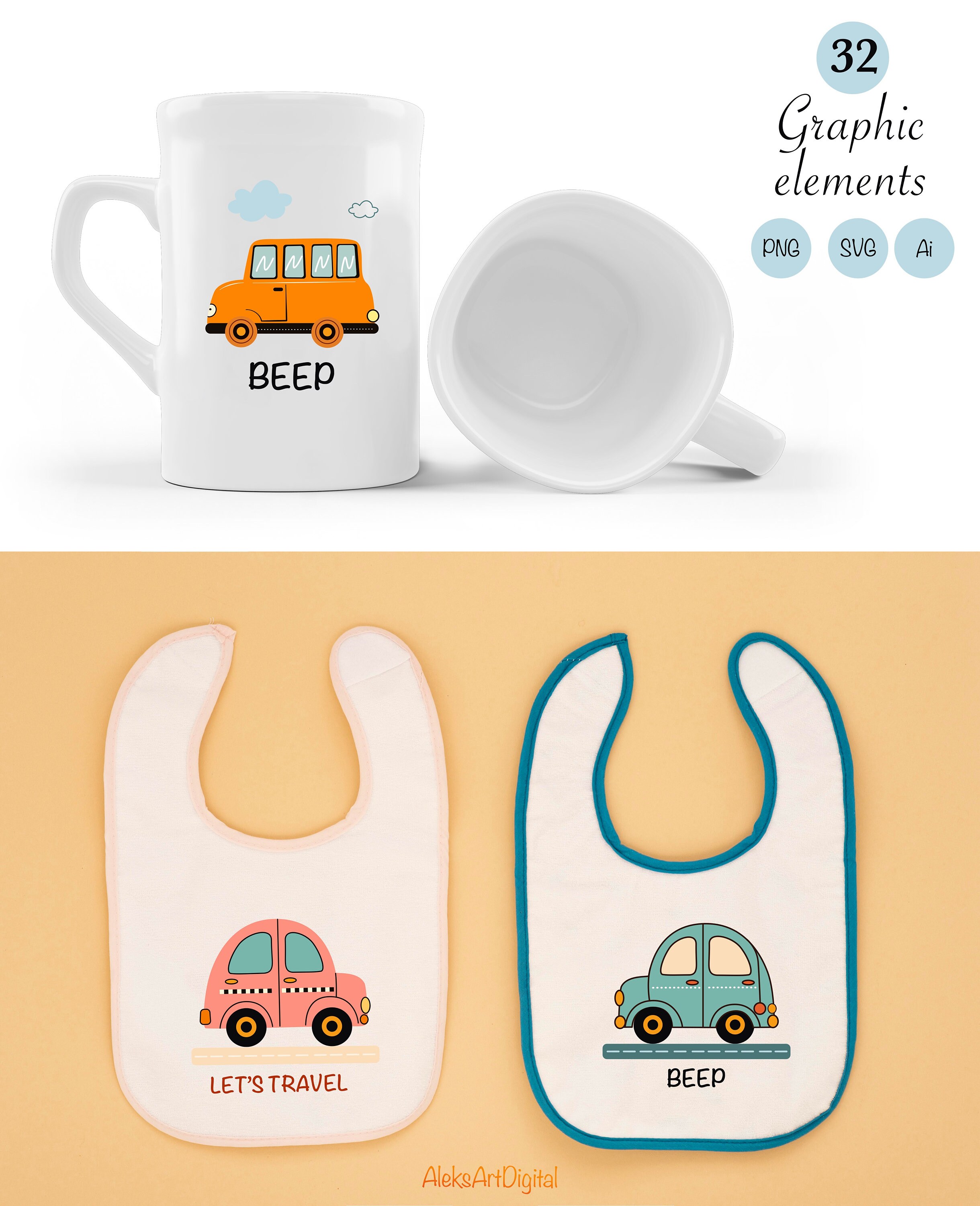 Cars Bundle PNG, Children's Transport Clip Art SVG Digital Images High ...