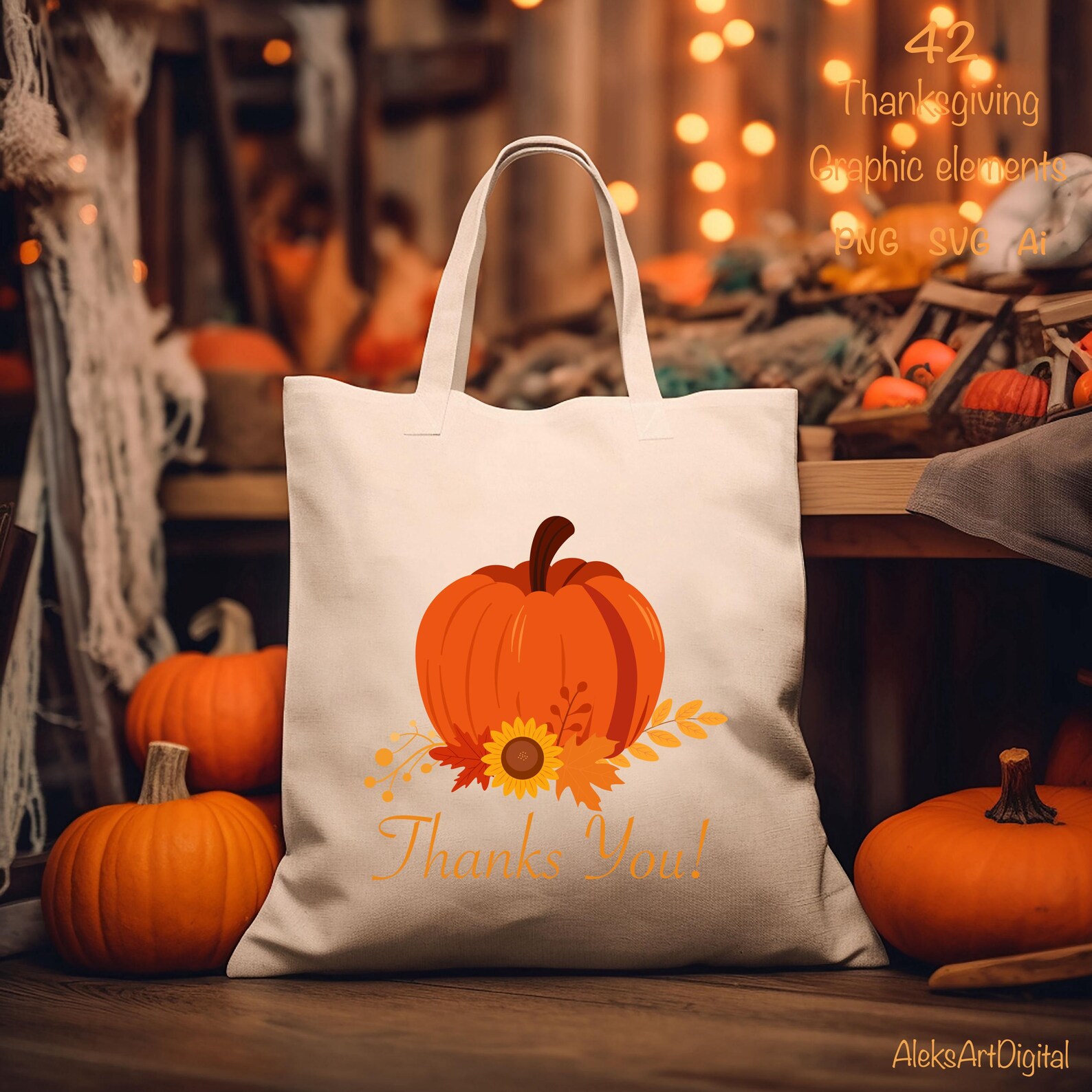 Thanksgiving Clipart: Autumn Graphic Elements, Vector Bundle (PNG, SVG ...