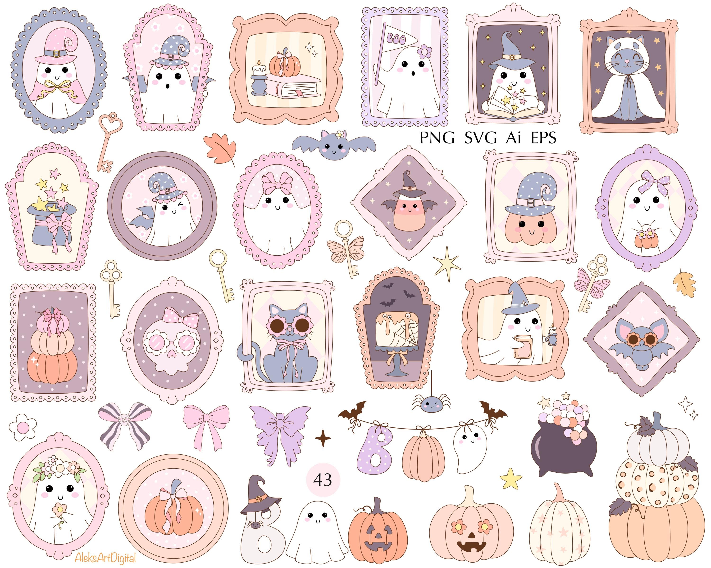 Ghost Frames 43 SVG Pastel Halloween Clipart Cute Ghost Png Ghost ...