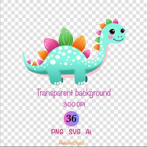 Dinosaur Clip Art 36 PNG, Dinosaurs Bundle in Watercolor Style SVG ...