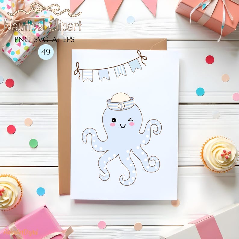 Nautical Summer Clipart 49 SVG Cute Baby PNG Kawaii Ocean Animal Beach ...