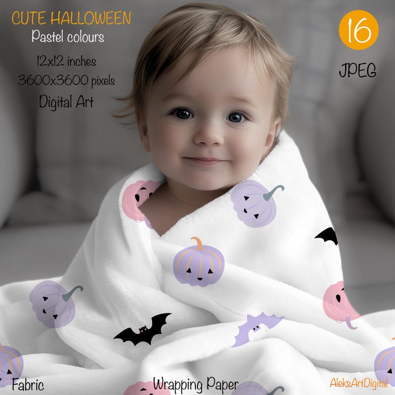 Halloween Seamless Pattern in Pastel Colors, Cute Digital Paper for ...