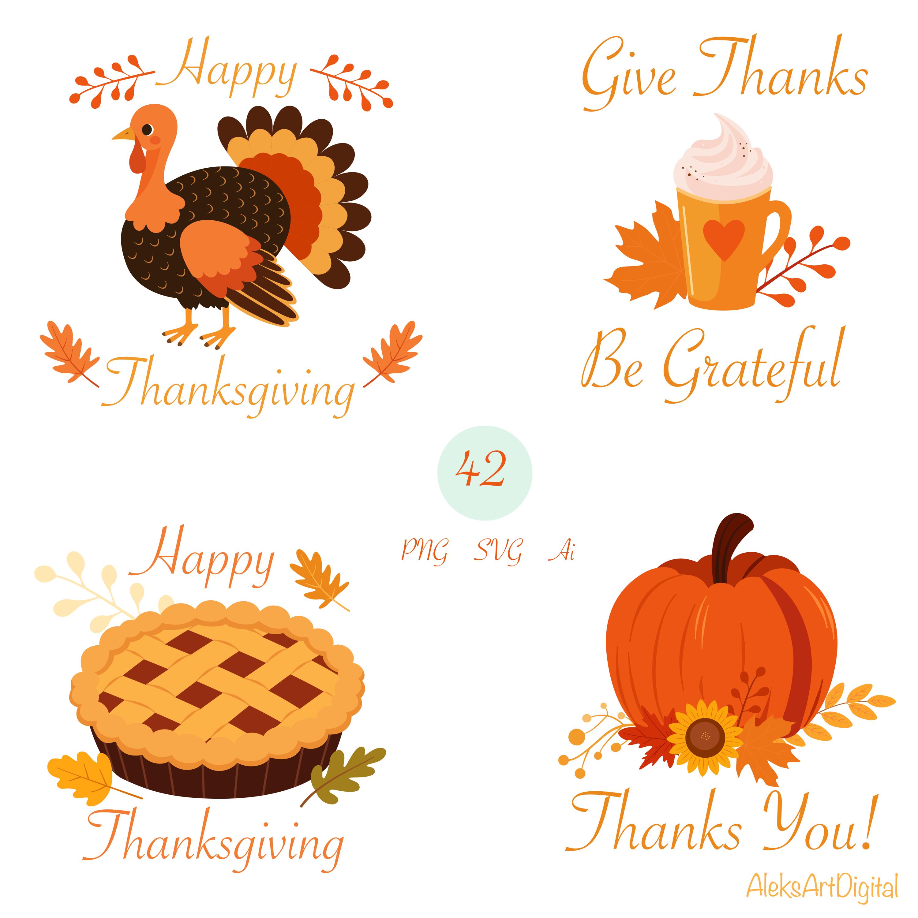 Thanksgiving Clipart: Autumn Graphic Elements, Vector Bundle (PNG, SVG ...