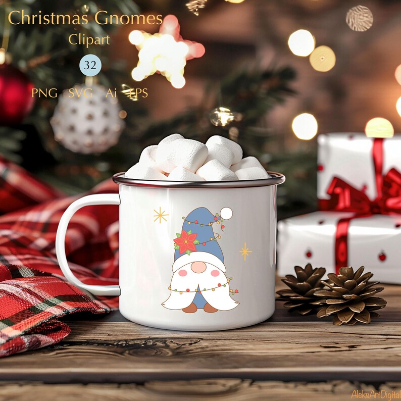 Christmas Gnomes Clipart: 32 Winter Holiday Vector Illustrations (SVG ...