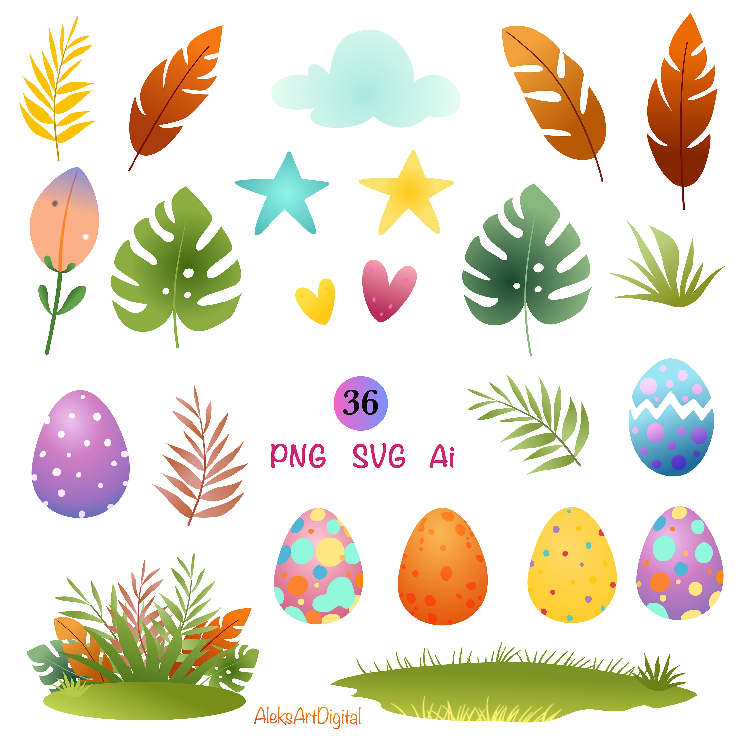 Dinosaur Clip Art 36 PNG, Dinosaurs Bundle in Watercolor Style SVG ...