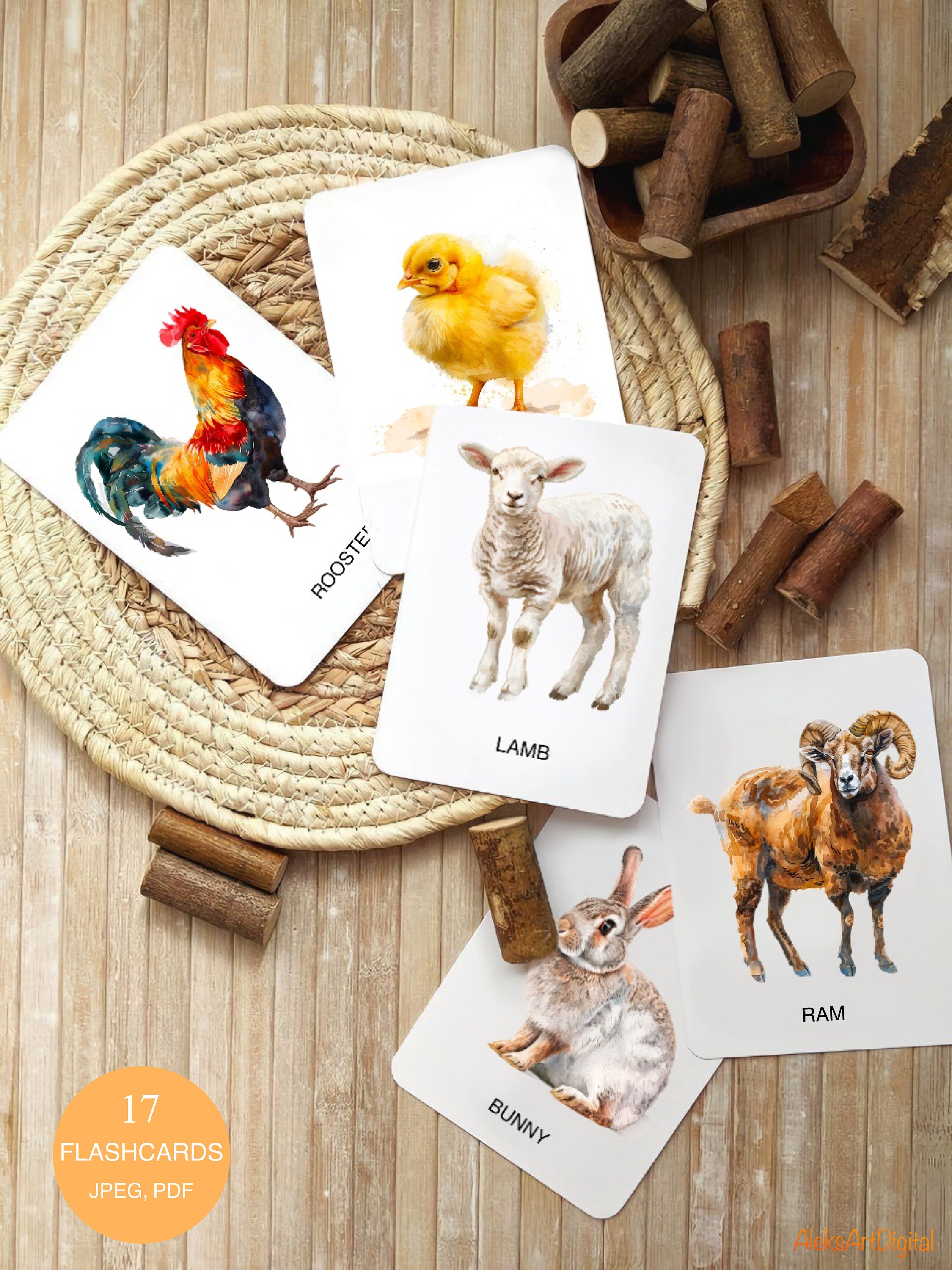 Printable Farm Animals Flashcards GPEG Montessori Flash Cards PDF ...