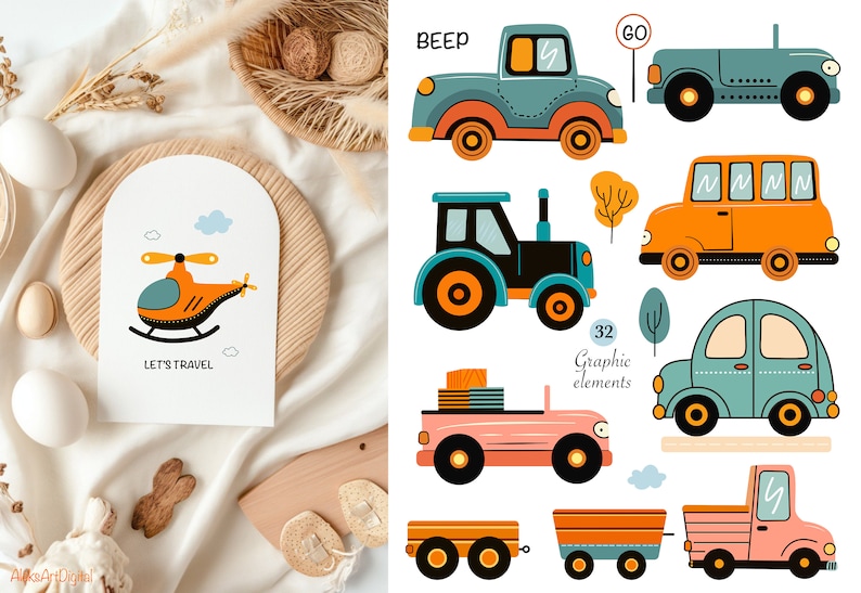 Cars Bundle PNG, Children's Transport Clip Art SVG Digital Images High ...