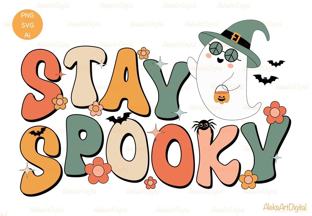 Groovy Halloween Stay Spooky SVG Lettering With a Retro 70's Feel ...
