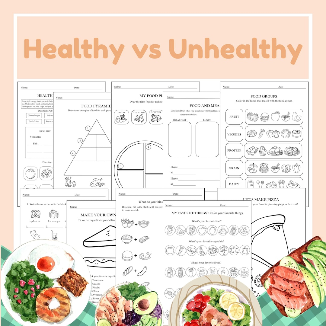 Food Worksheets for Kids: Healthy Eating Activities (PDF) - Etsy UK