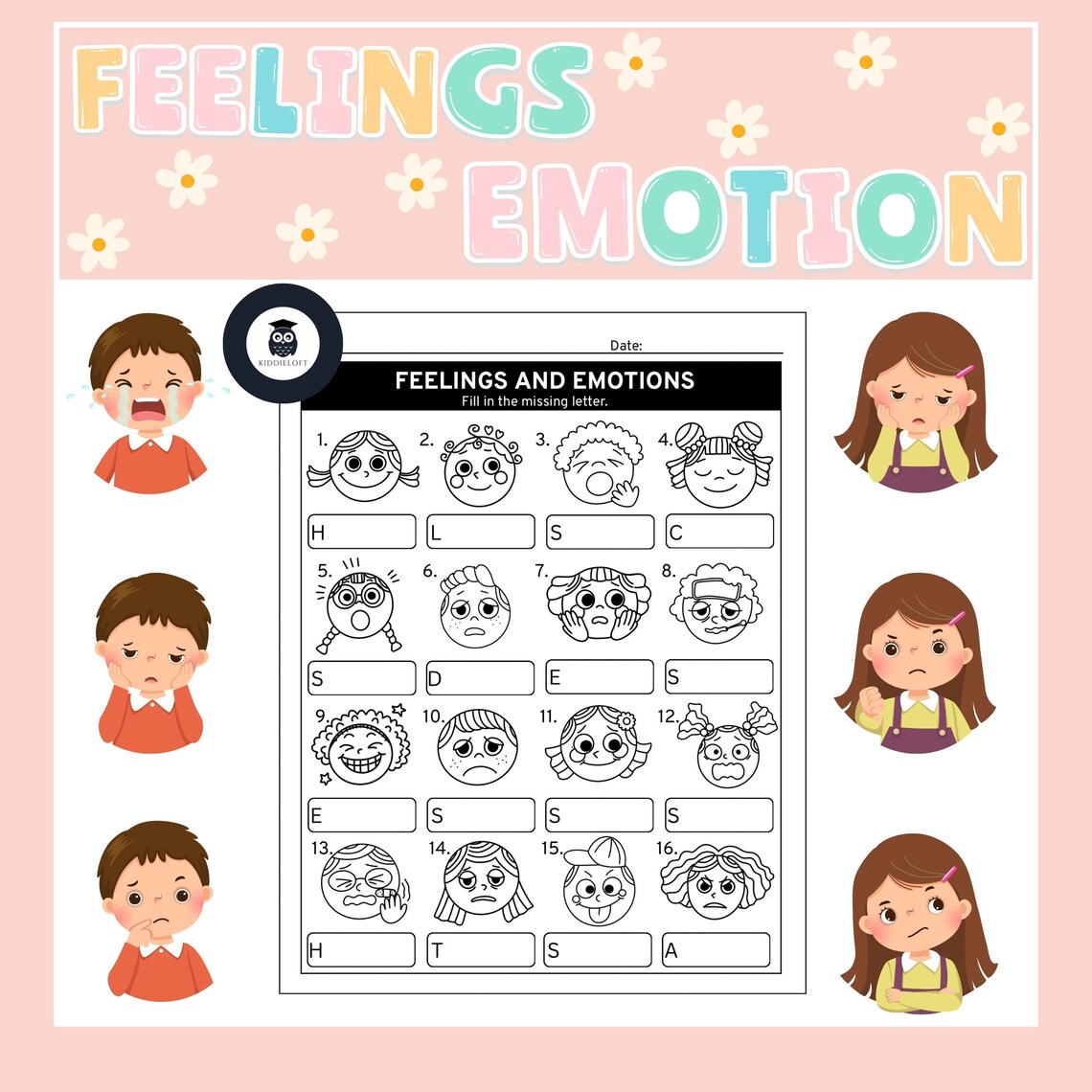 Feelings and Emotions Worksheet for Kids – Printable Social Emotional ...