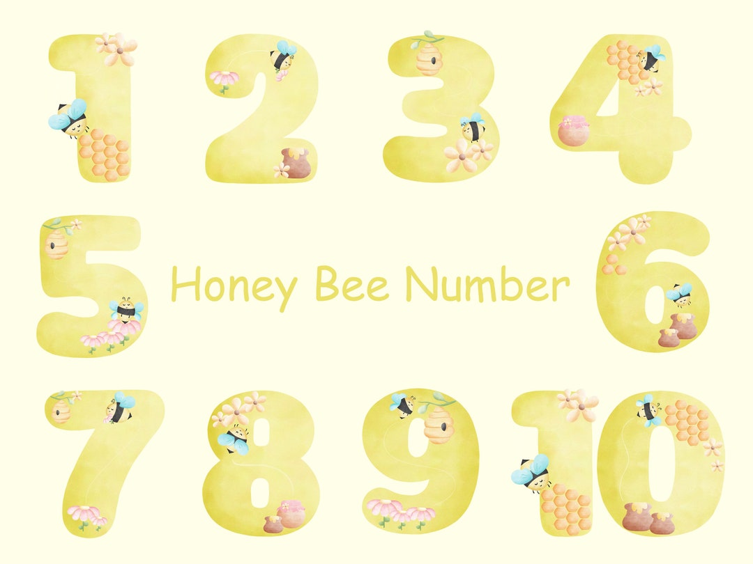 Yellow Numbers, Honey Numbers, Watercolor Numbers, Numbers Clipart ...
