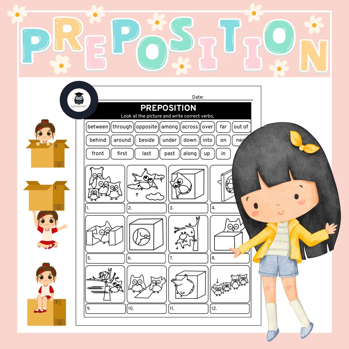 Preposition Worksheet for Kids – Printable Grammar Activity – Preschool ...