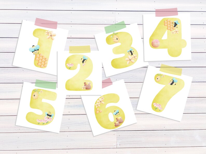 Yellow Numbers, Honey Numbers, Watercolor Numbers, Numbers Clipart ...