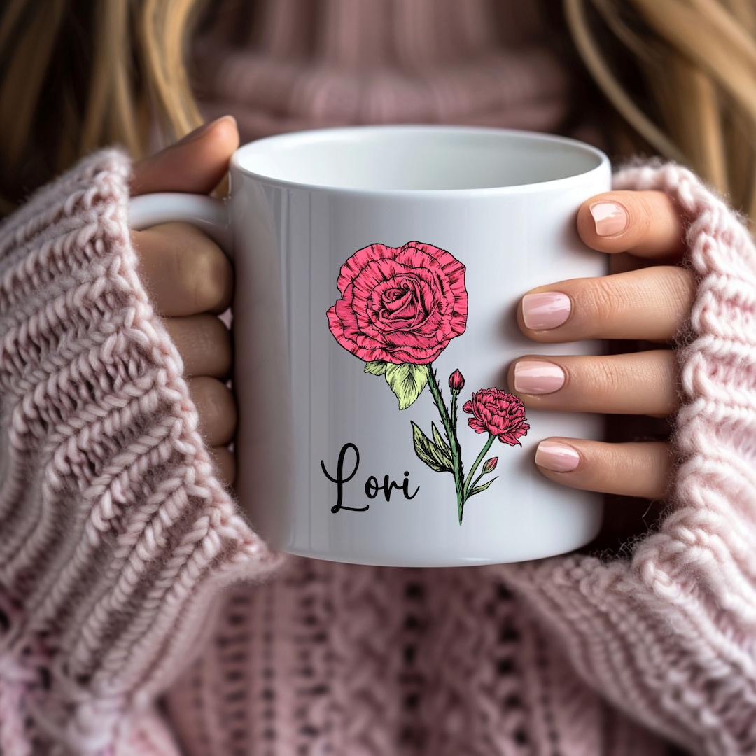 Birthflower Mug, June Birthday Gift, Personalized Name Mug, Custom June ...