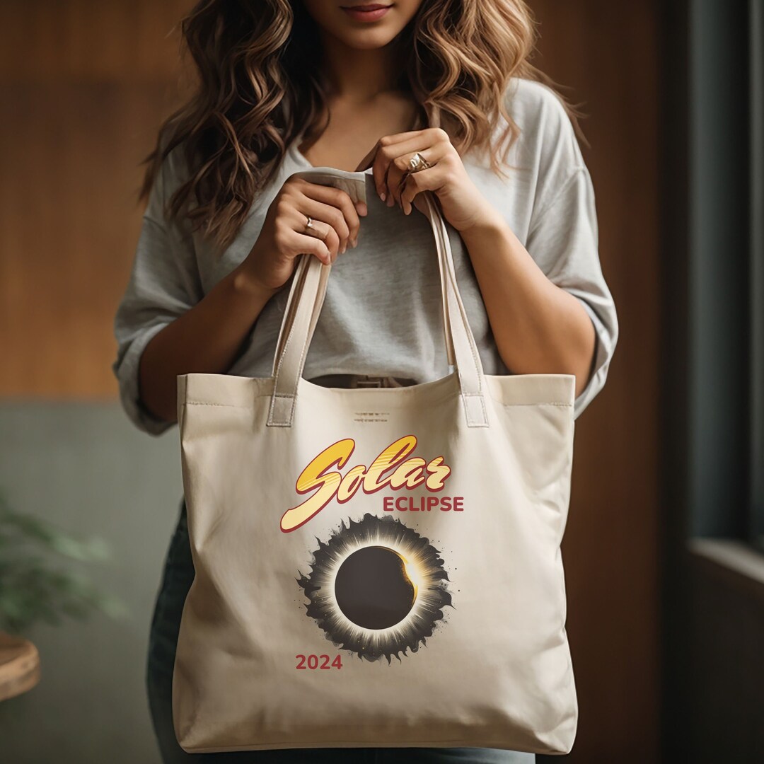 SOLAR ECLIPSE Canvas Tote Bag, April 2024 Eclipse Souvenir, Gift for ...