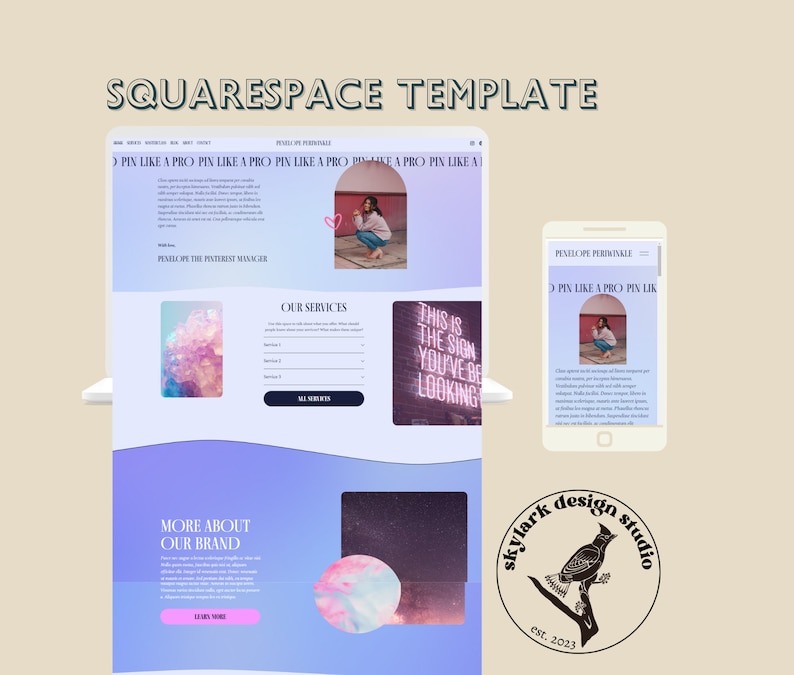Penelope Periwinkle Squarespace Template - Etsy