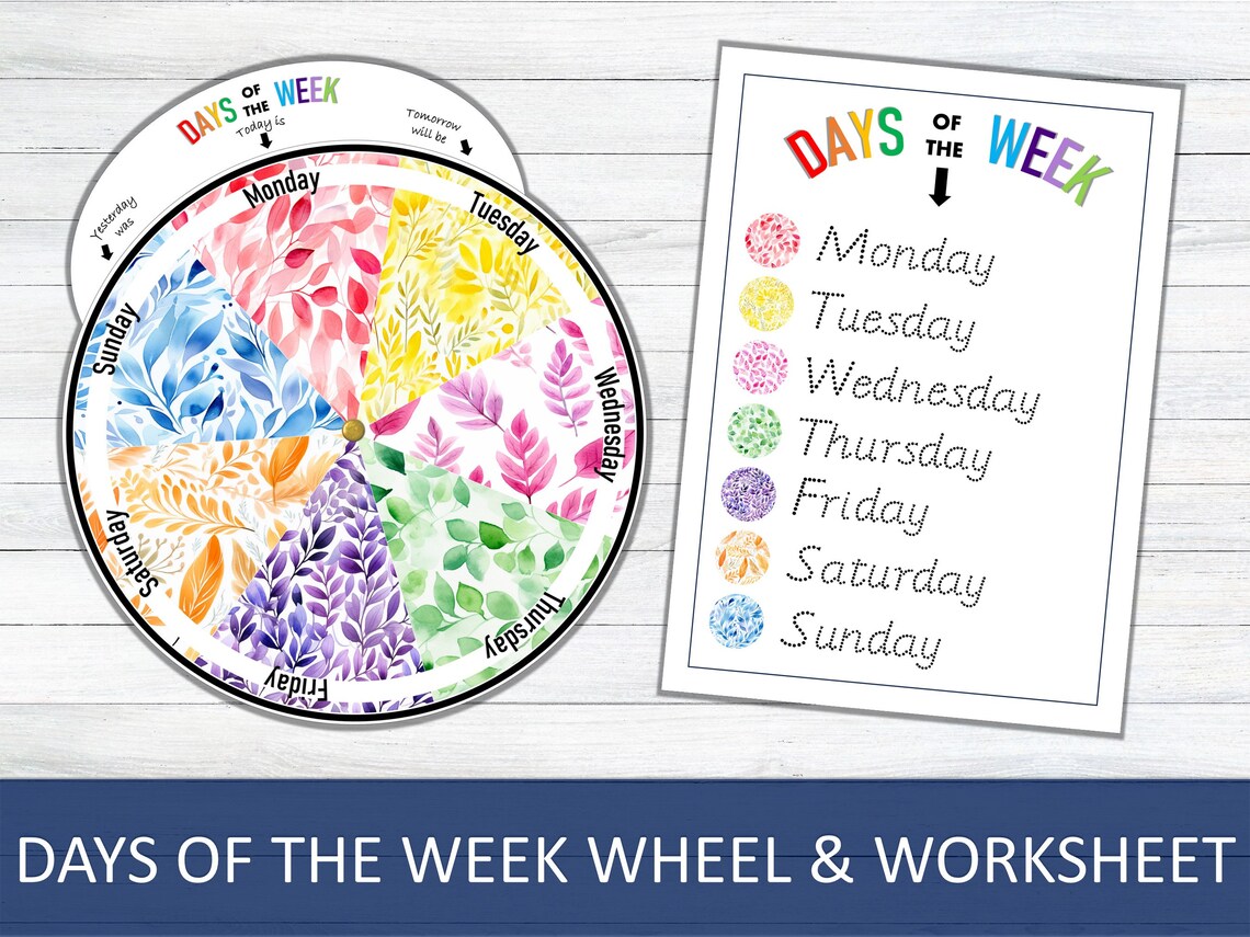 Days of the Week Wheel & Tracing Worksheet, Homeschool Printable ...