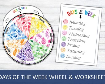 Days of the Week Wheel & Tracing Worksheet, Homeschool Printable ...