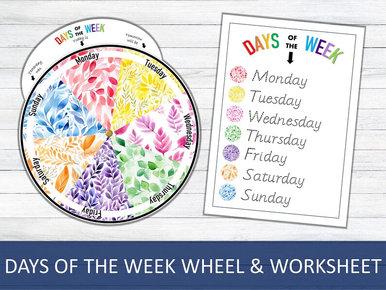 Days of the Week Wheel & Tracing Worksheet, Homeschool Printable ...