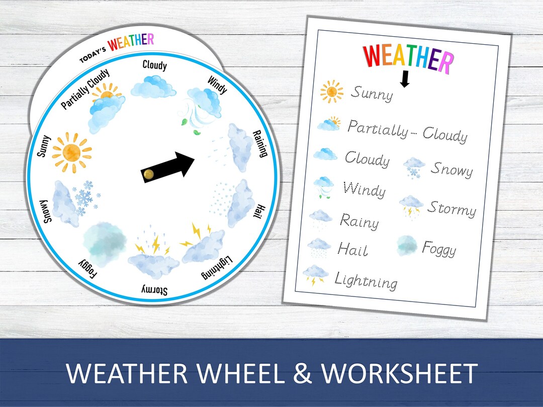 Daily Weather Wheel & Tracing Worksheet Set Perfect for Circle Time and ...