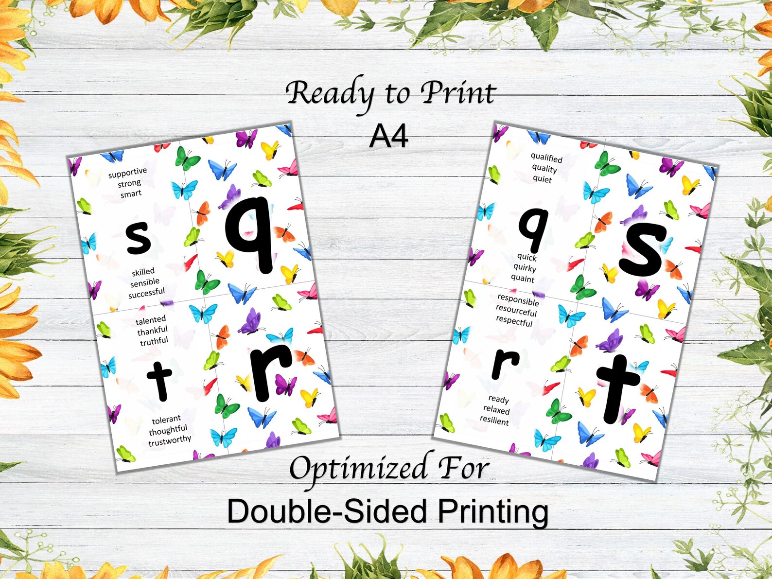 Lowercase Alphabet Flashcards Positivity Alphabet for Positive Minds ...