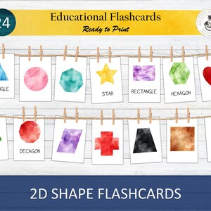 Rainbow 2D Shapes Flash Cards, Preschool Materials, Homeschool ...