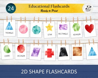 12 Rainbow Shapes Flash Cards, Preschool Materials, Homeschool ...