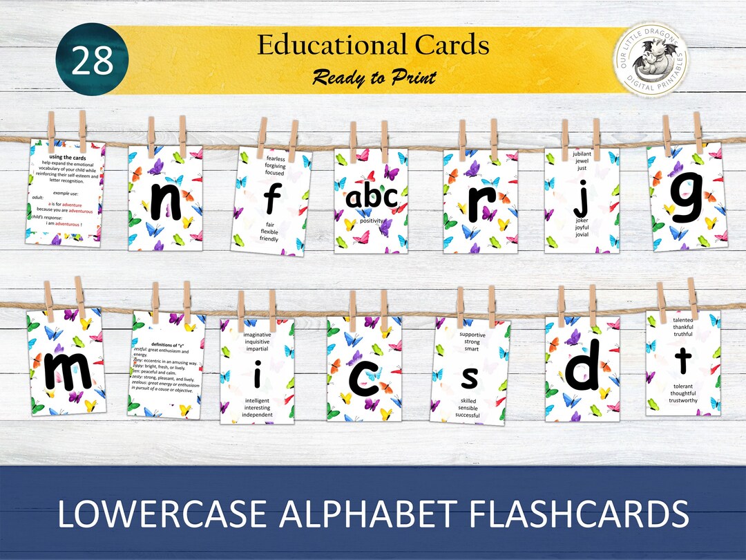 Lowercase Alphabet Flashcards Positivity Alphabet for Positive Minds ...