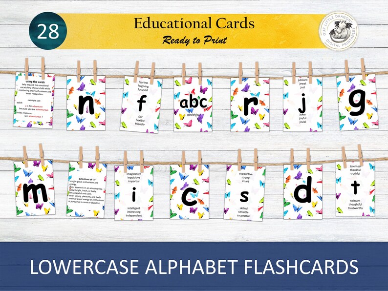 Lowercase Alphabet Flashcards Positivity Alphabet for Positive Minds ...