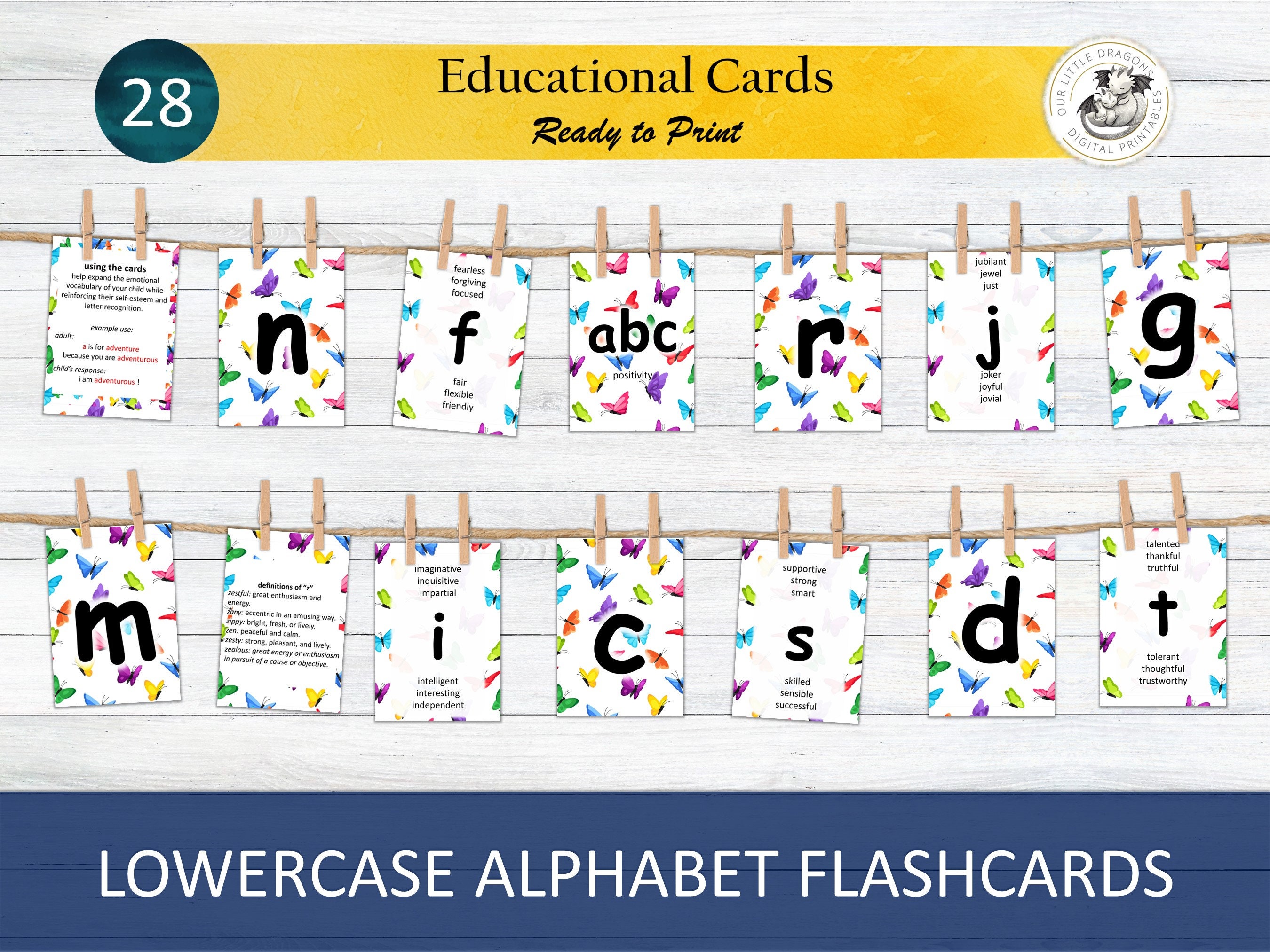 Lowercase Alphabet Flashcards Positivity Alphabet for Positive Minds ...