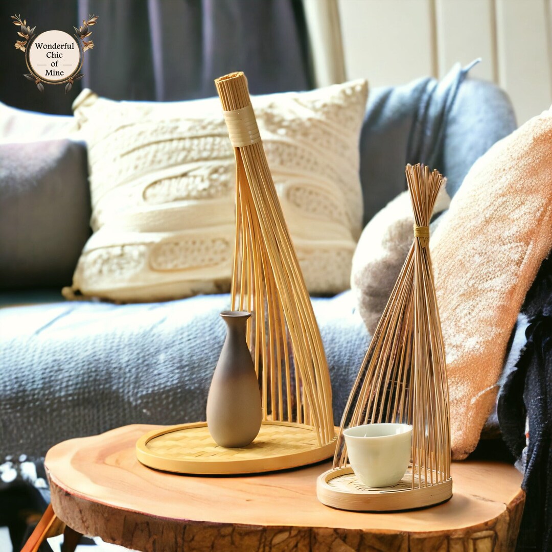 Bamboo Display Tablerattan Display Stand Woven Bamboo - Etsy