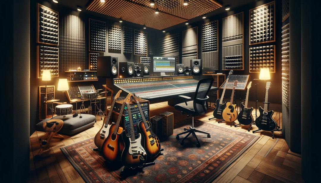 An Image of a Modern Music Studio, Richly Equipped With Various Musical ...