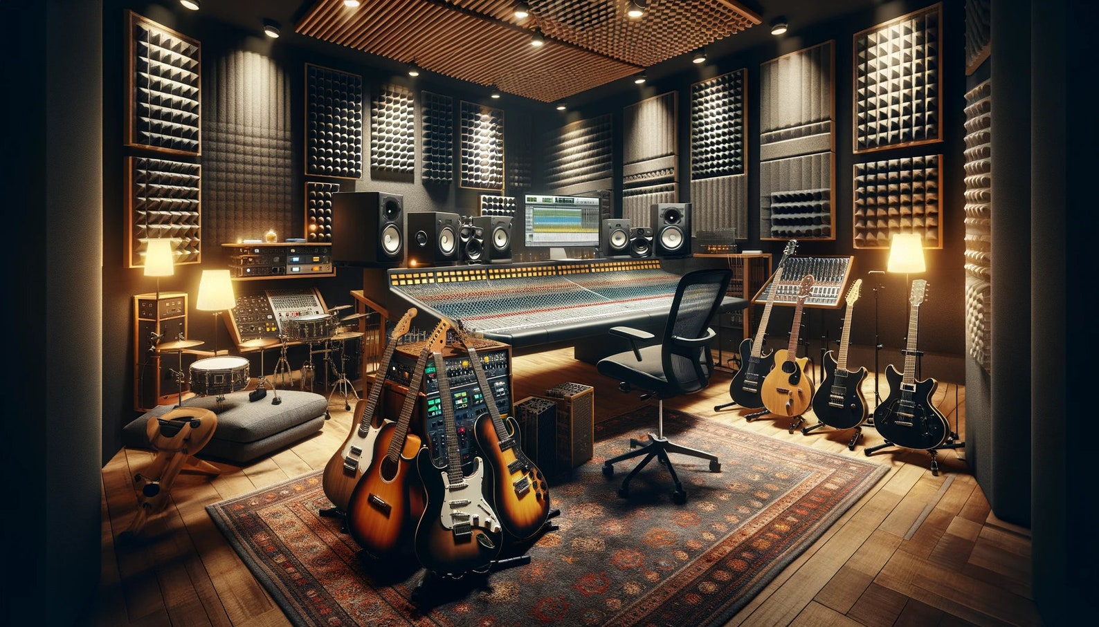 An Image of a Modern Music Studio, Richly Equipped With Various Musical ...