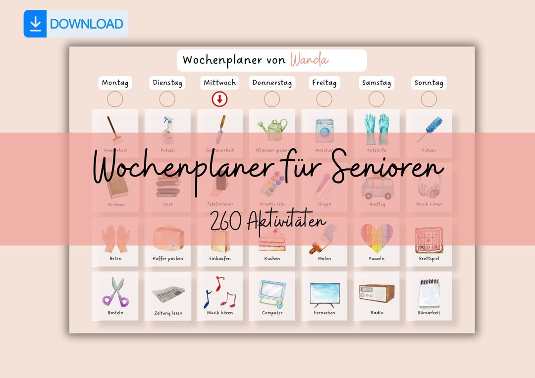 Weekly Planner for Seniors With Dementia Routine Care - Etsy