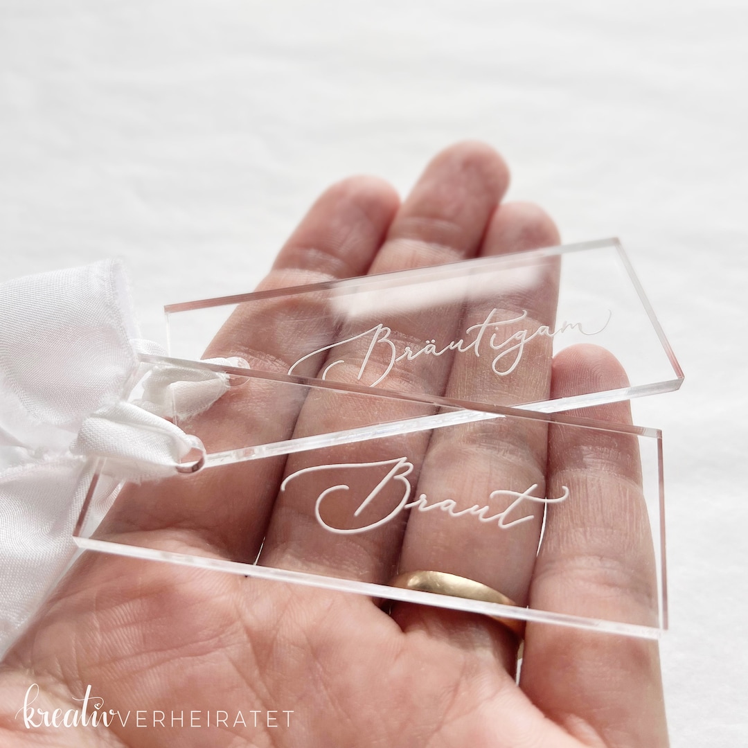 Name Tag Wedding Acrylic With Engraving 3 Colors - Etsy