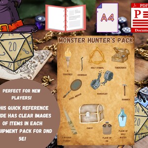 Equipment Packs Quick Reference Guide | Dnd 5e | Great for Dm's and New ...