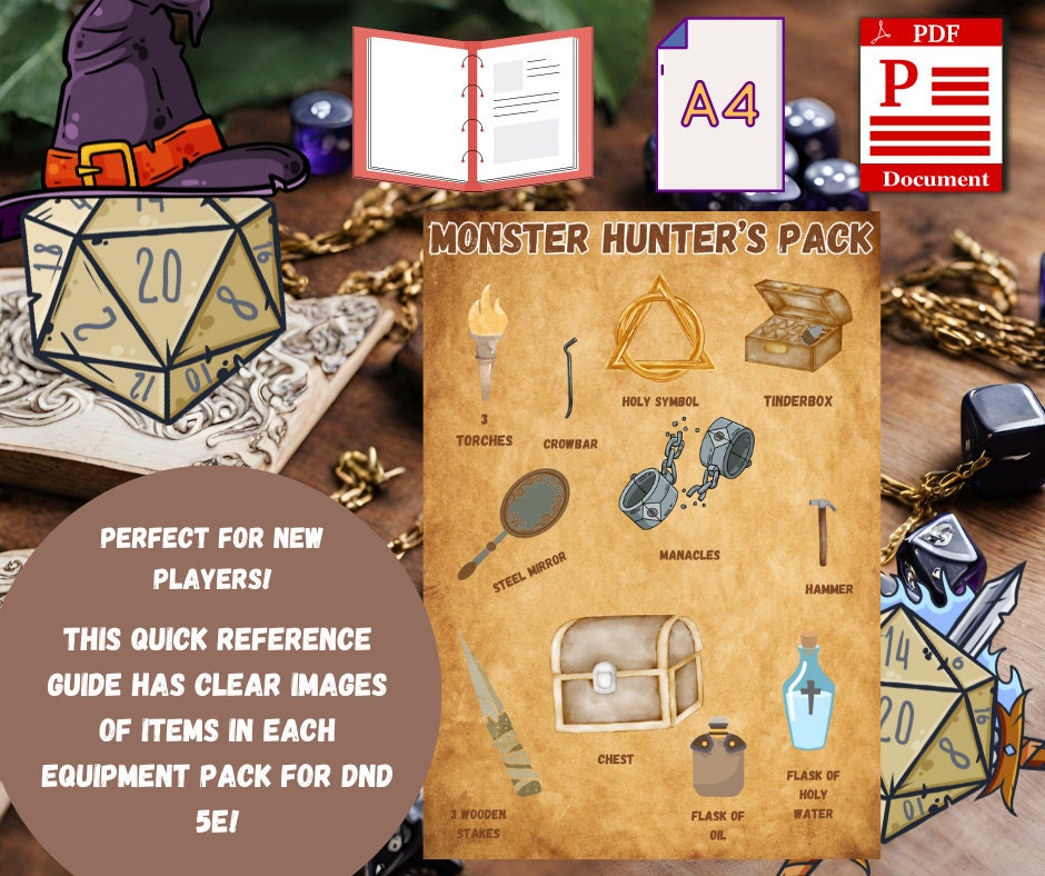 Equipment Packs Quick Reference Guide | Dnd 5e | Great for Dm's and New ...