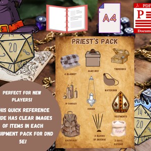 Equipment Packs Quick Reference Guide | Dnd 5e | Great for Dm's and New ...