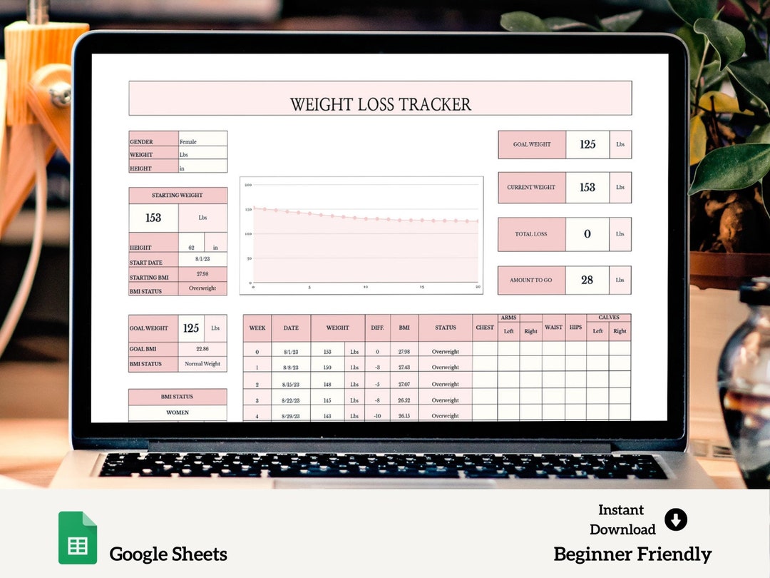 Weight Loss Tracker Template | Google Sheets Goal Spreadsheet ...
