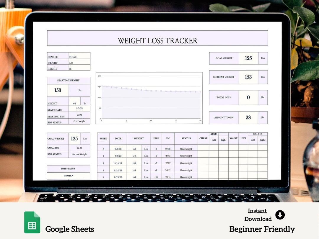 Weight Loss Tracker Template | Google Sheets Goal Spreadsheet ...