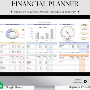 Financial Budget Planner for Google Sheets | Monthly, Paycheck and Bi ...