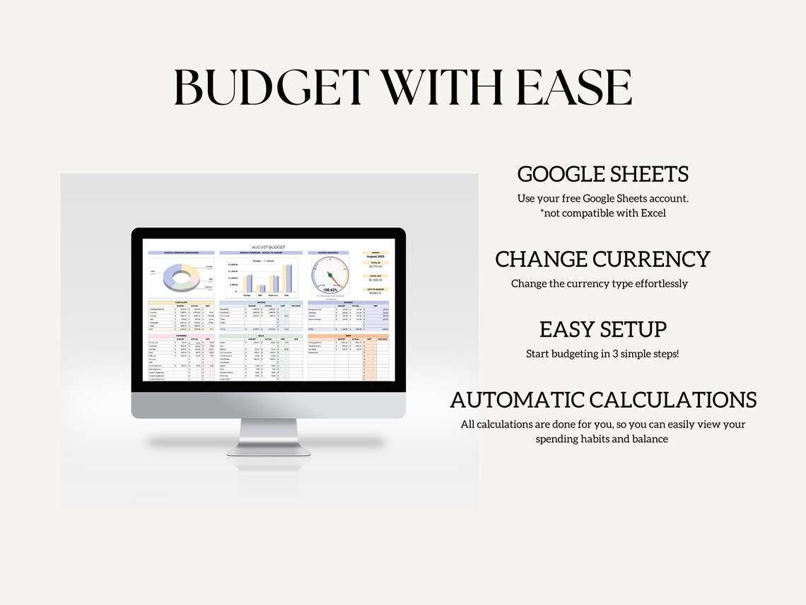 Financial Budget Planner for Google Sheets Monthly, Paycheck and Bi ...