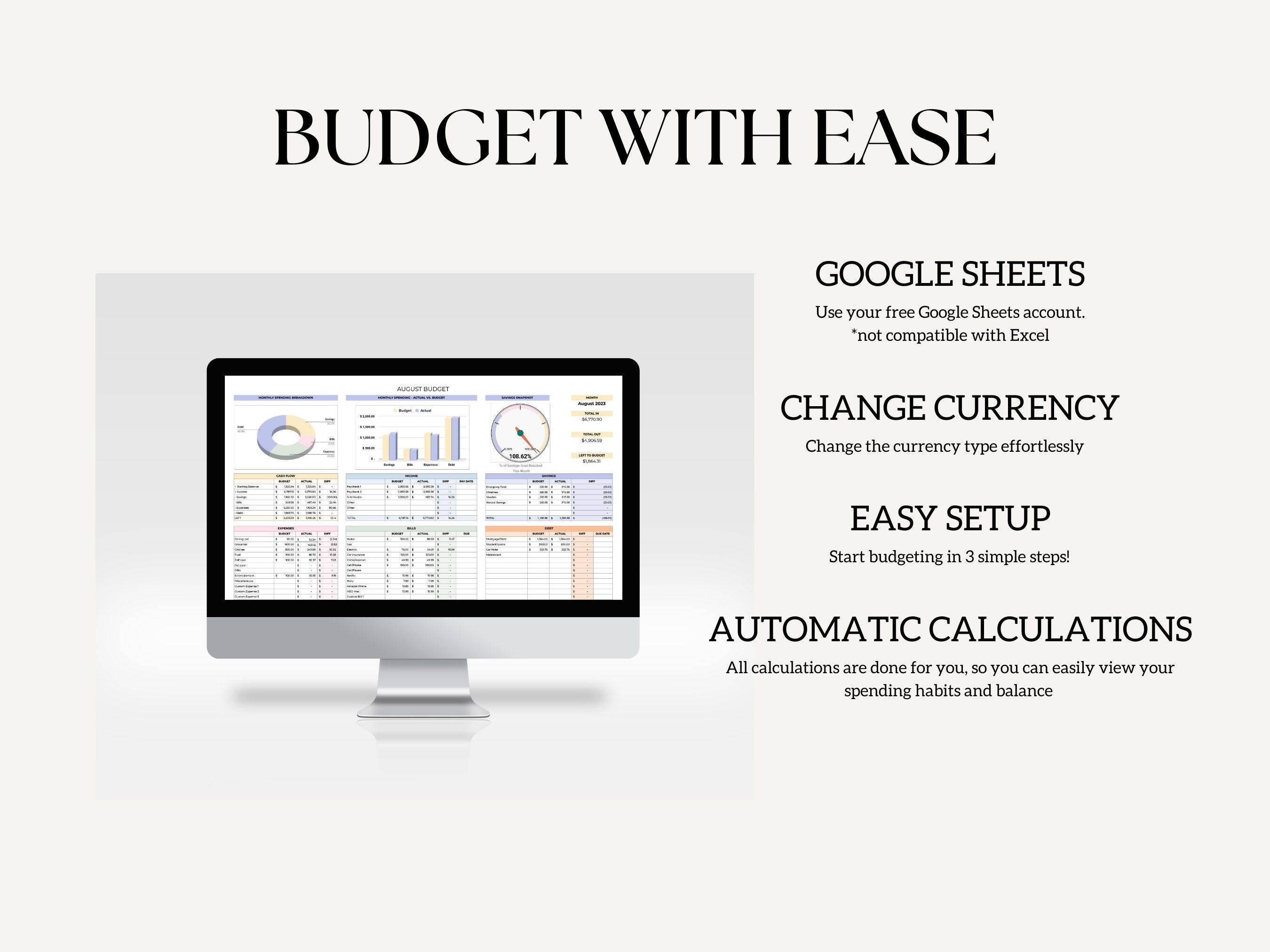 Financial Budget Planner for Google Sheets | Monthly, Paycheck and Bi ...