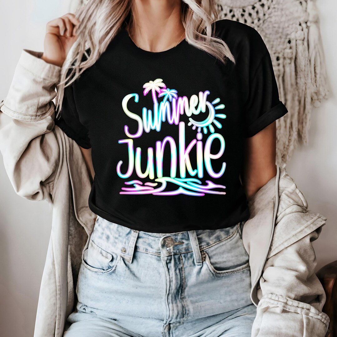 Summer Junkie Tee, Palm Tree Waves, Summer Fun Tee, Summer Vibes Shirt ...