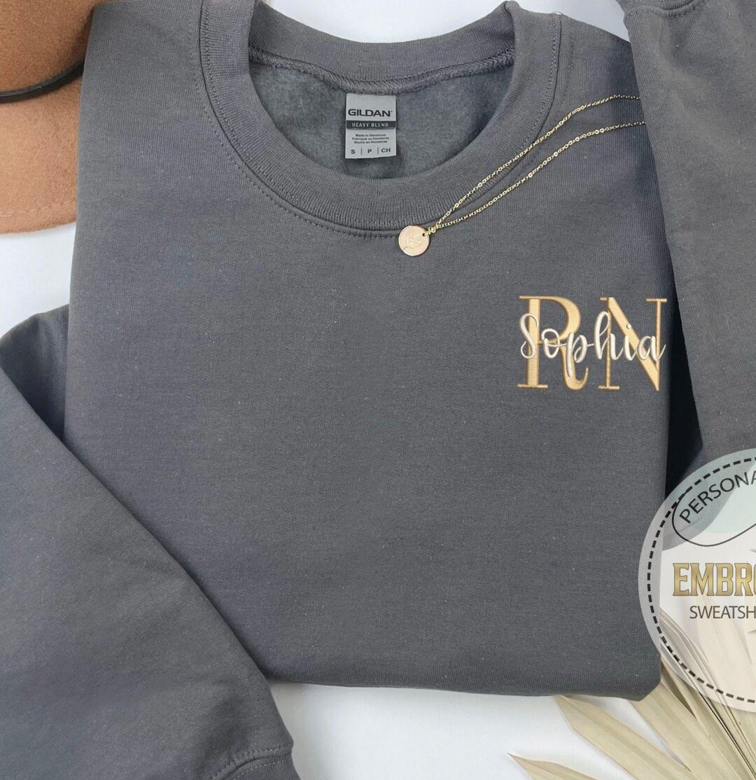 Custom RN Name Embroidered Sweatshirt, Embroidery Nurse Hoodie ...