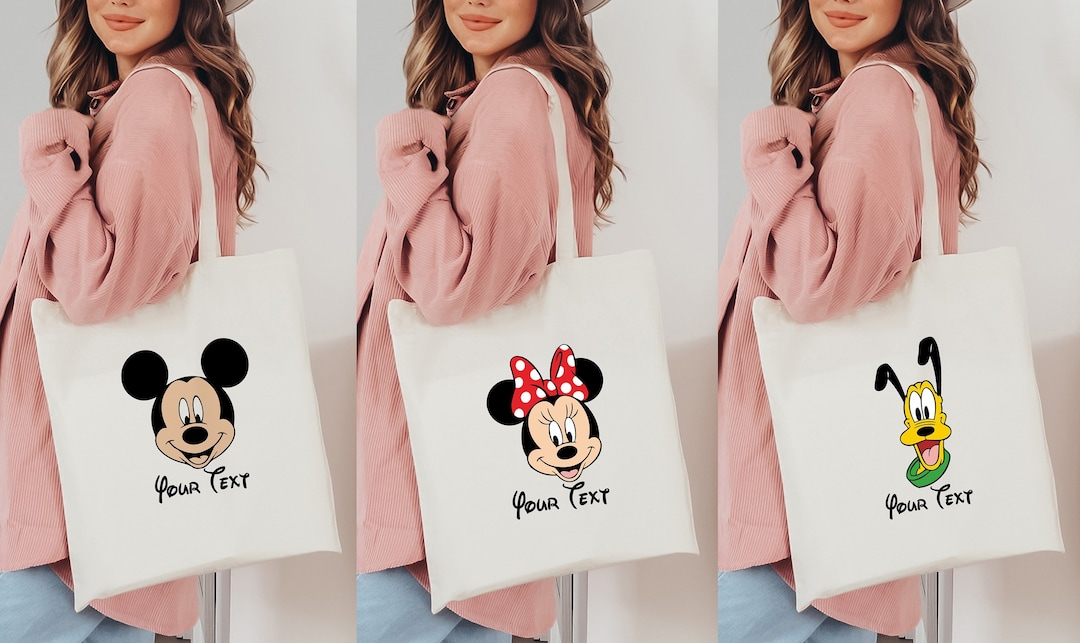 Custom Disney Tote Bag, Disney Characters Tote Bag, Custom Text Tote ...
