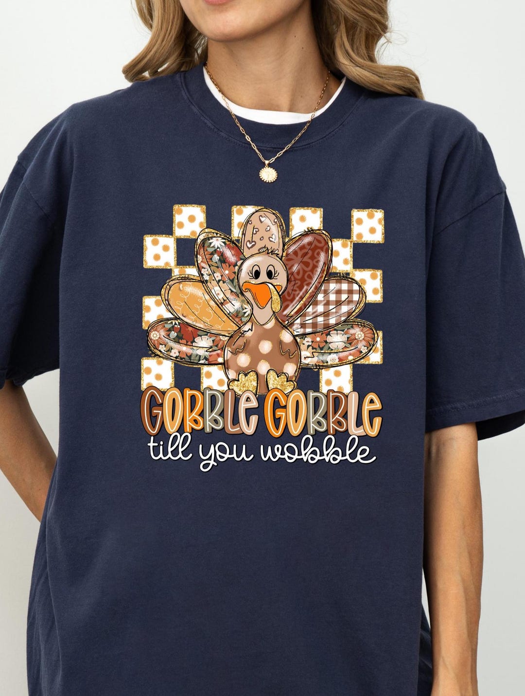 Gobble Gobble Till You Wobble Comfort Color Shirt, Funny Turkey Tee ...