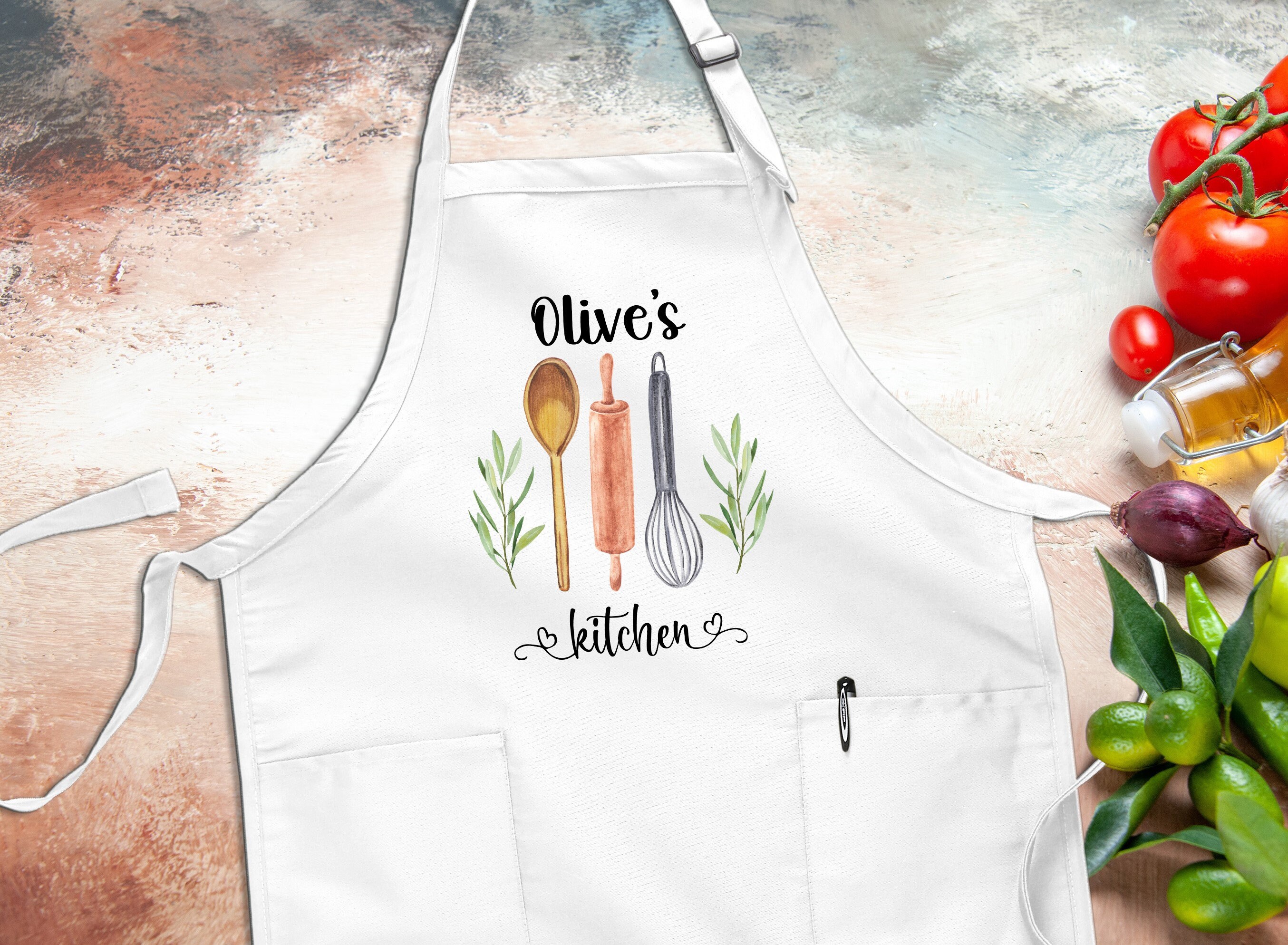 Personalized Name Women Apron, Custom Kitchen Apron, Personalized ...