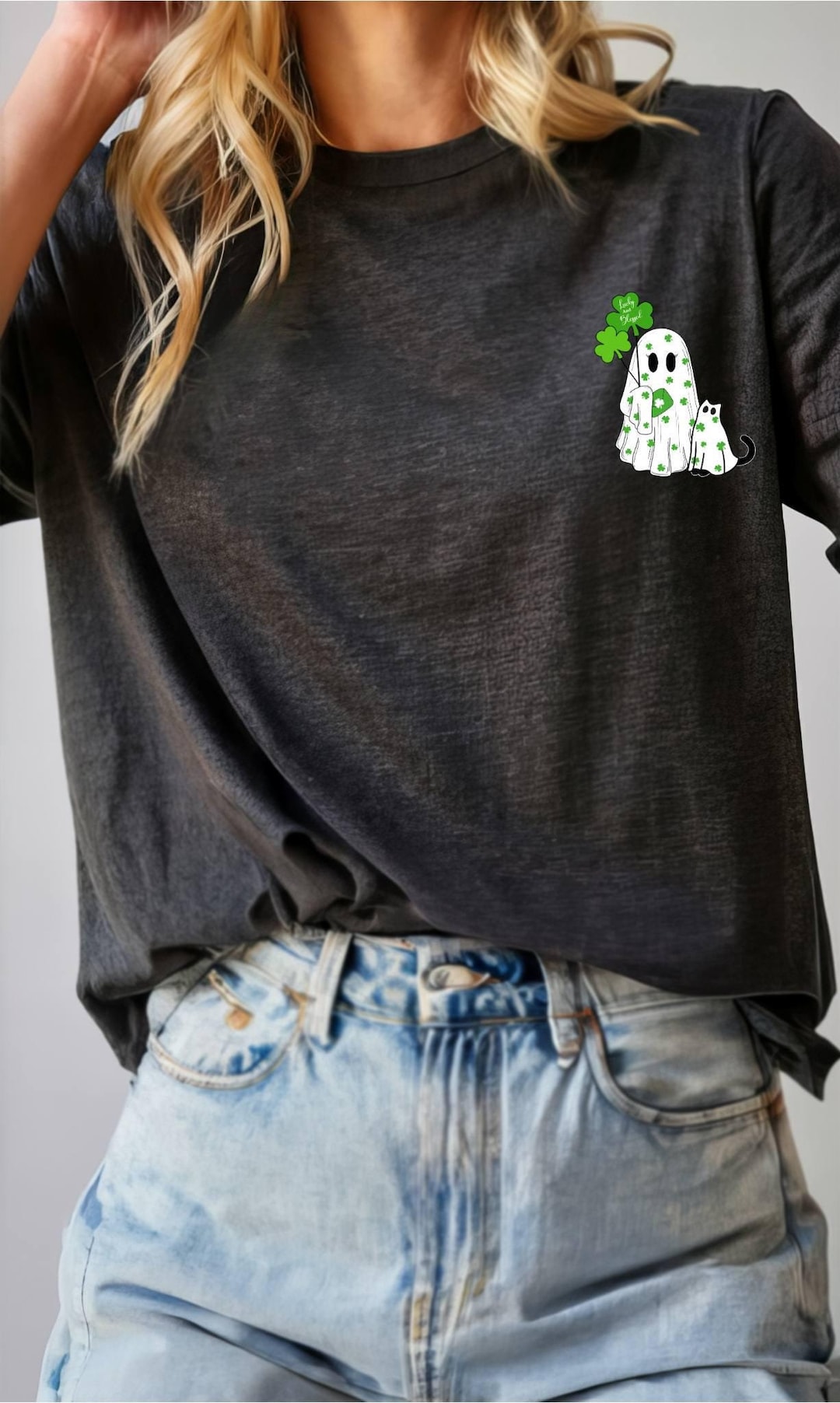 Shamrock Ghost Tshirt, St Patrick's Day Tee, Green Irish Tee, Spooky ...